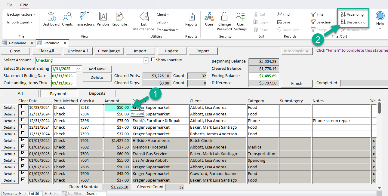 Finding, filtering, and sorting - RPM